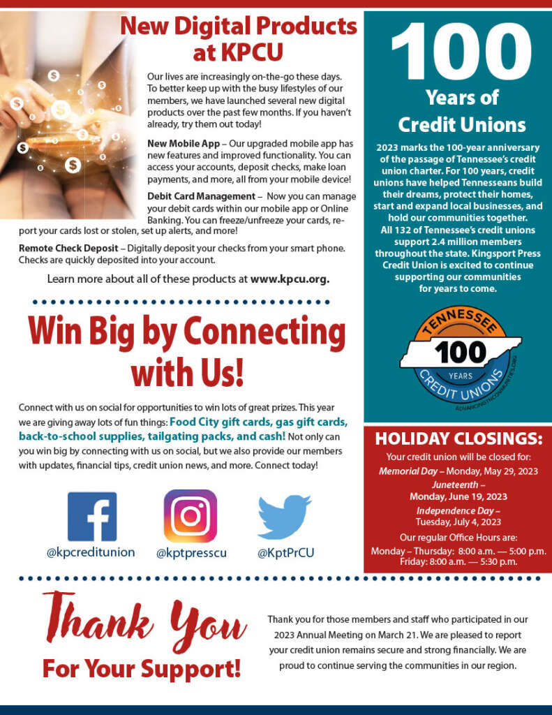 Spring Newsletter – Kingsport Press Credit Union